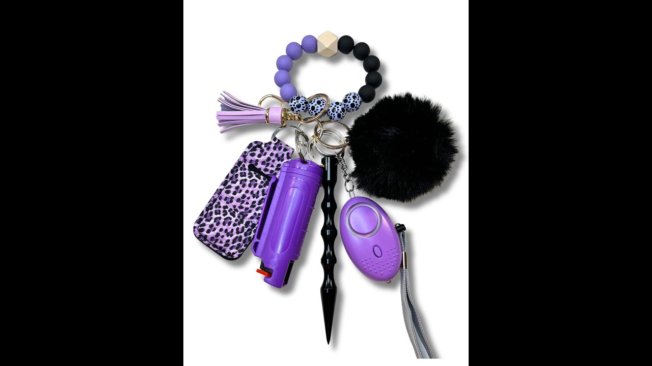6-Piece, Purple Cheetah Print, Safety Keychain Set - YouTube