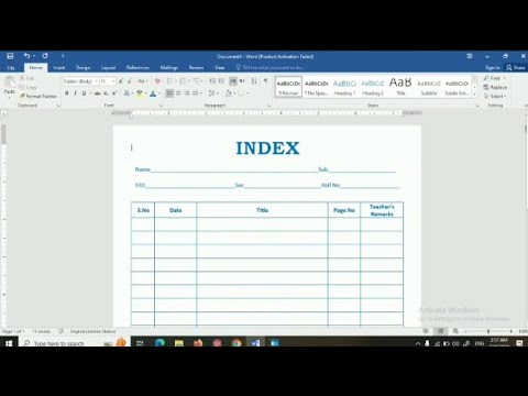 How to make index file in MS Word #index - YouTube