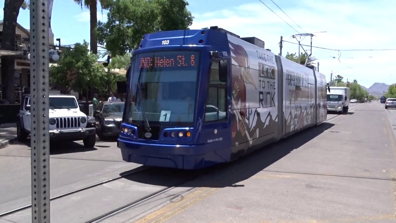 Tucson AZ Sun Link 103 United Streetcar Built 2014 Arriving Eastbound ...