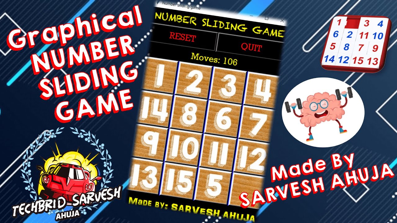 Graphical NUMBER SLIDING game made on Python by Sarvesh Ahuja - YouTube