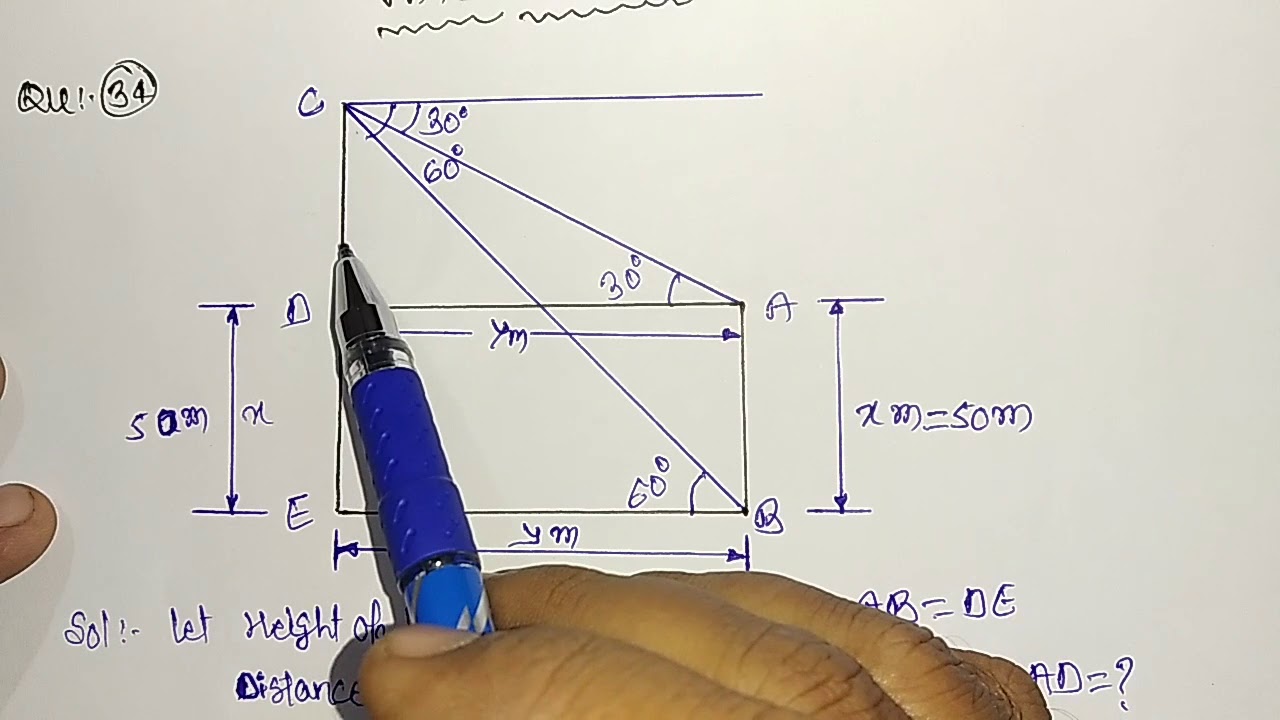 the angle of depression of the top and bottom of a building 50 m high ...