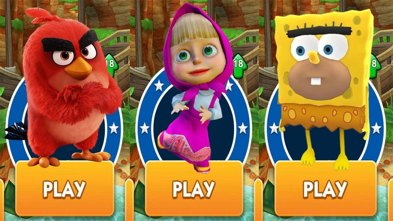 Red from Angry Birds vs Masha and the Bear Run vs SpongeBob; Sponge On ...