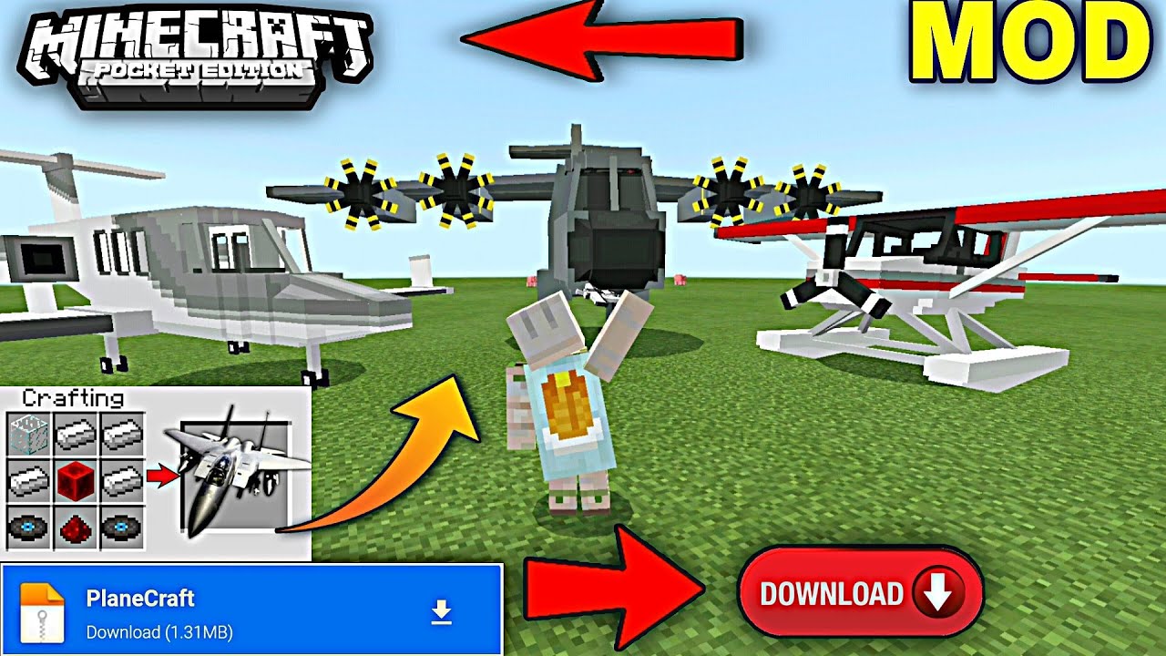 How To Download PLANE MOD In Minecraft PE | plane mod for minecraft pe ...