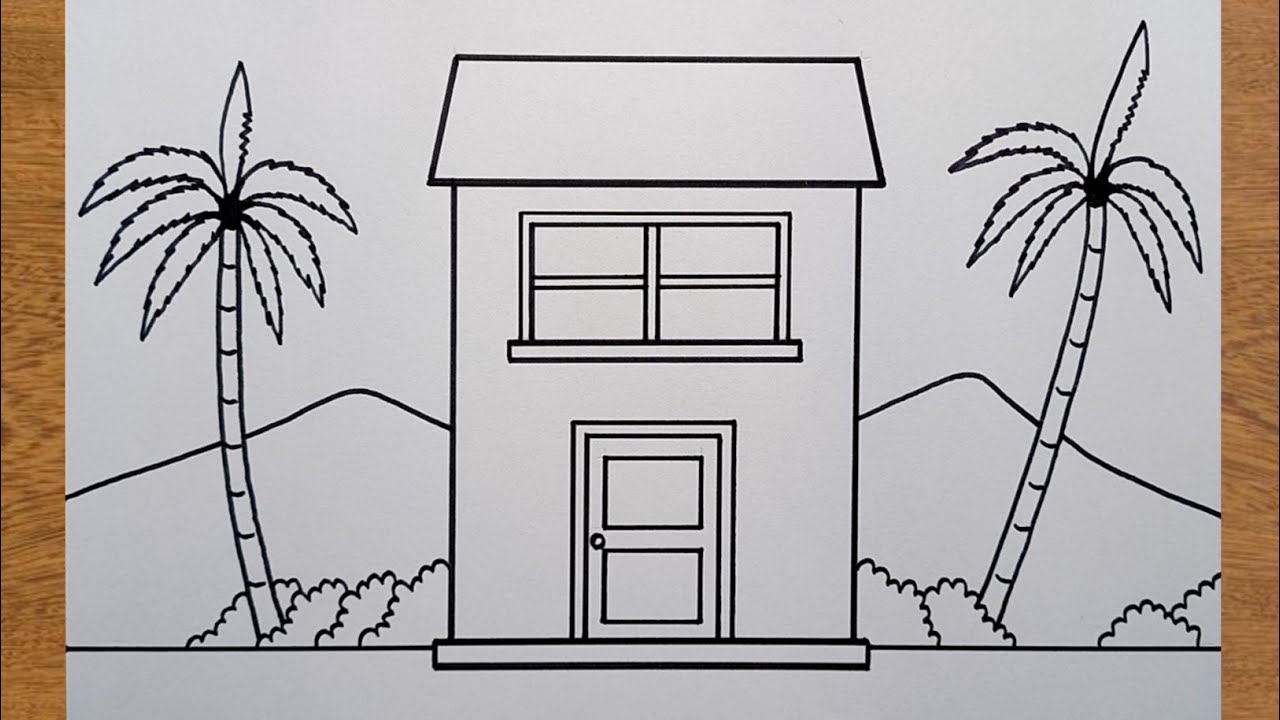 Cara Menggambar Rumah Yang Simple Dan Mudah | Very Easy 😃 How to Draw a ...