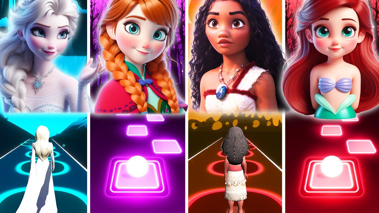 TOP 4 DISNEY PRINCESSES BATTLE | Elsa Vs Anna Vs Moana 2 Vs Ariel ...