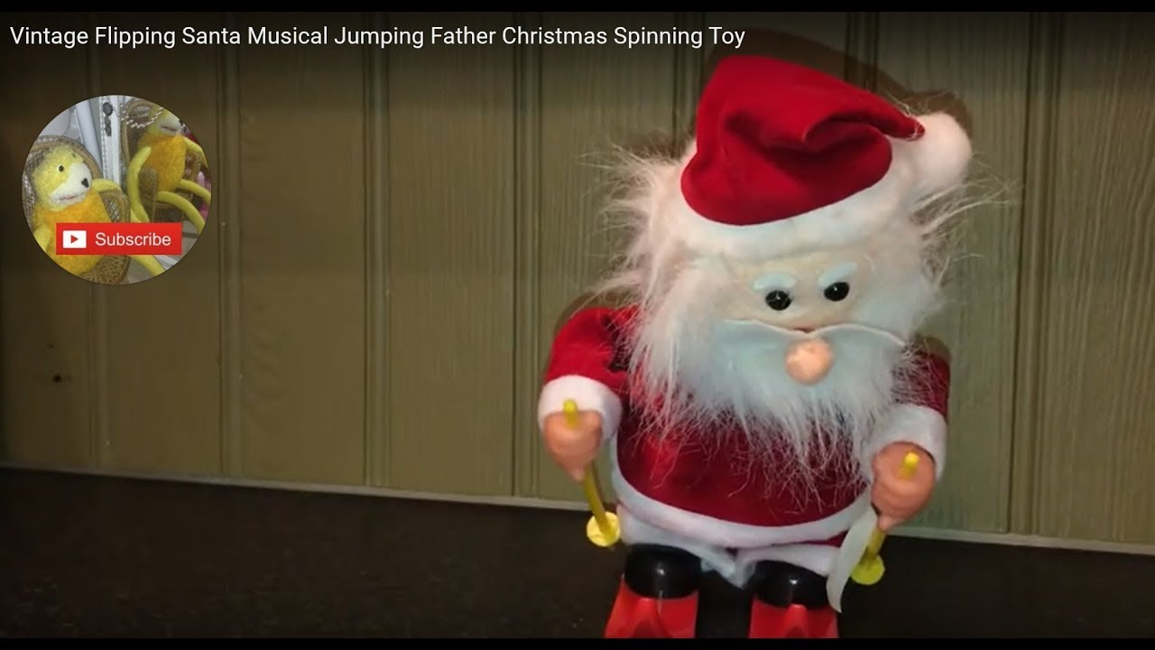 Vintage Flipping Santa Musical Jumping Father Christmas Spinning Toy ...
