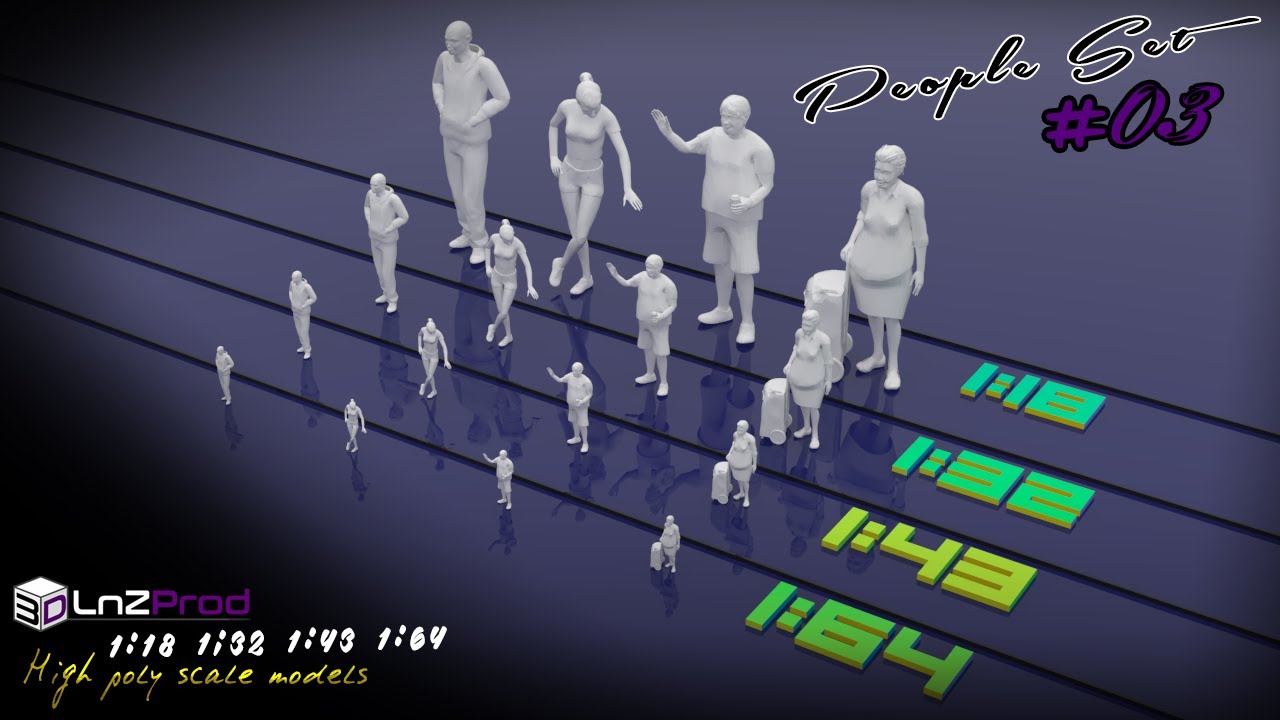 Scale 3d "People" set for 3d printing #03 - Lnzprod" - YouTube