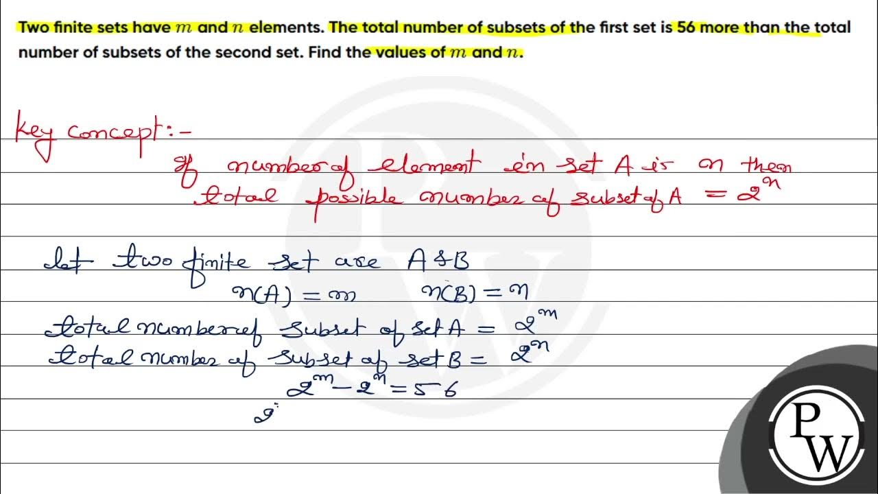 Two finite sets have \( m \) and \( n \) elements. The total number of subsets of the first set ...