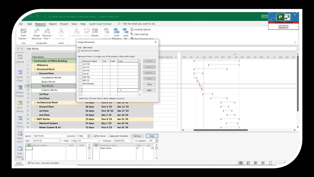 Creating Resource of Project in Microsoft Project/ สร้างทรัพยากรสำหรับ ...