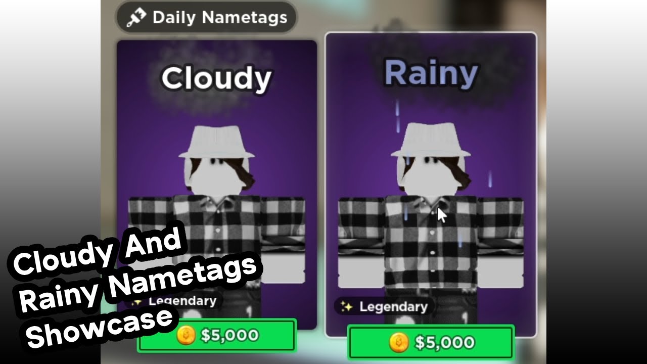 TDS | CLOUDY AND RAINY NAMETAGS SHOWCASE (Roblox Tower Defense Simulator) - YouTube