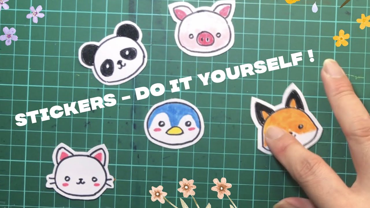 Very Easy! How To Make Cute Animal Stickers | art for kids 🦊🦁🐼🐷 - YouTube