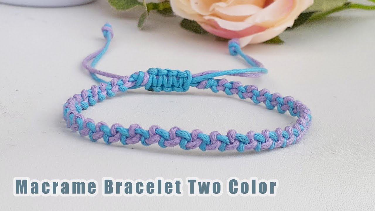 How to Make Bracelet Using Half Hitch Knot Two Color | Macrame Bracelet ...