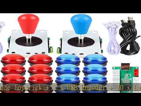 Fosiya LED Arcade Joystick Buttons Kit Ellipse Oval Style 8 Ways Joystick + 20 x LED Arcade ...