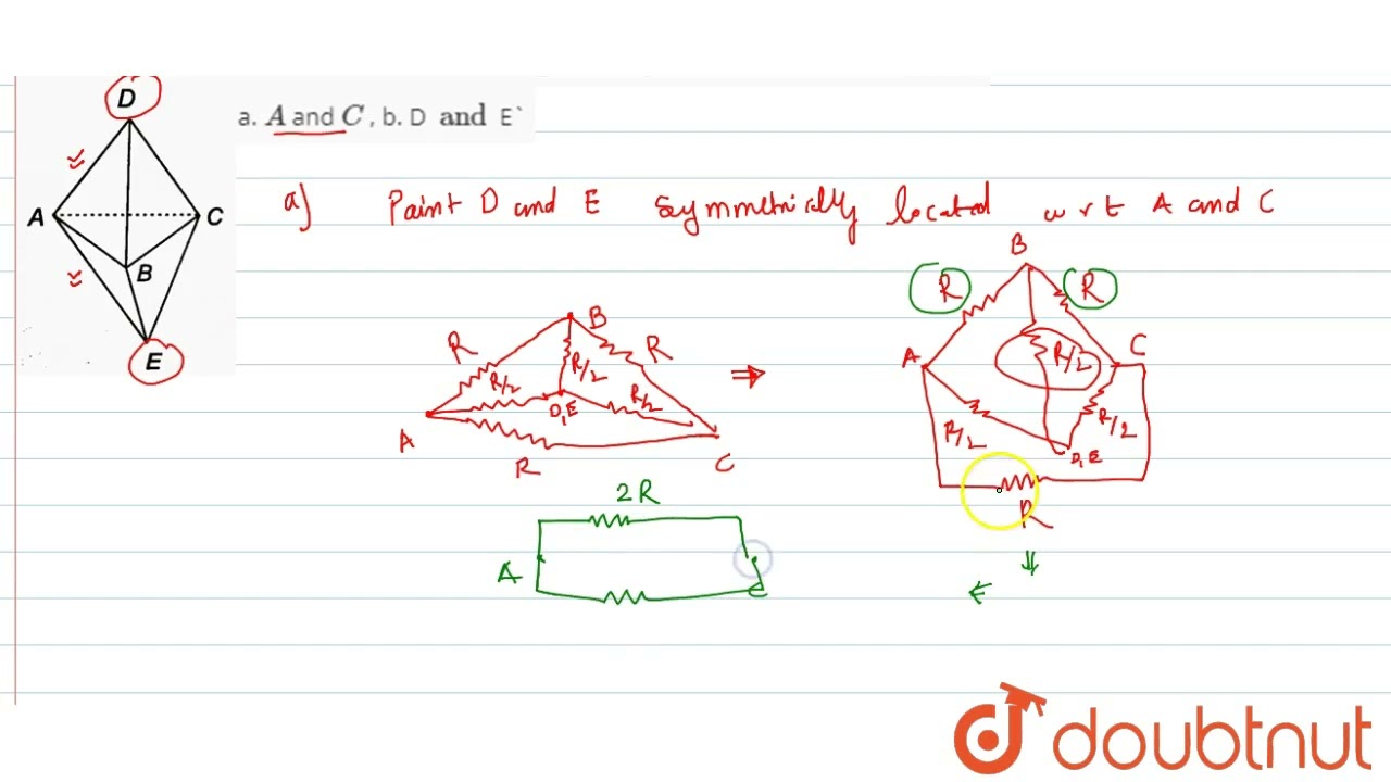 Find the equivalent resistance of the triangular bipyramid between the ...