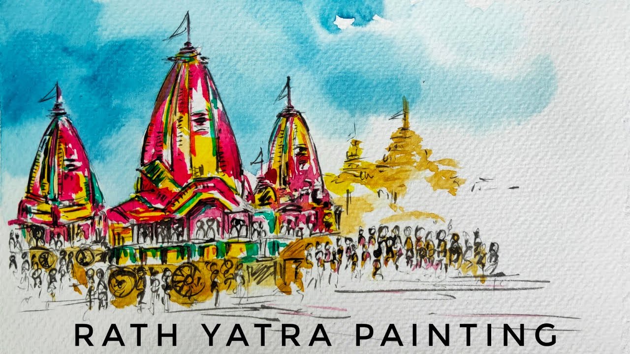 HOW TO DRAW RATH YATRA DRAWING | WATERCOLOUR PAINTING FOR BEGINNERS ...