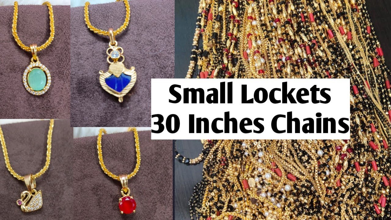 30 Inches chains | Small lockets | Long black beads | Coral beads chains | one gram gold chains ...