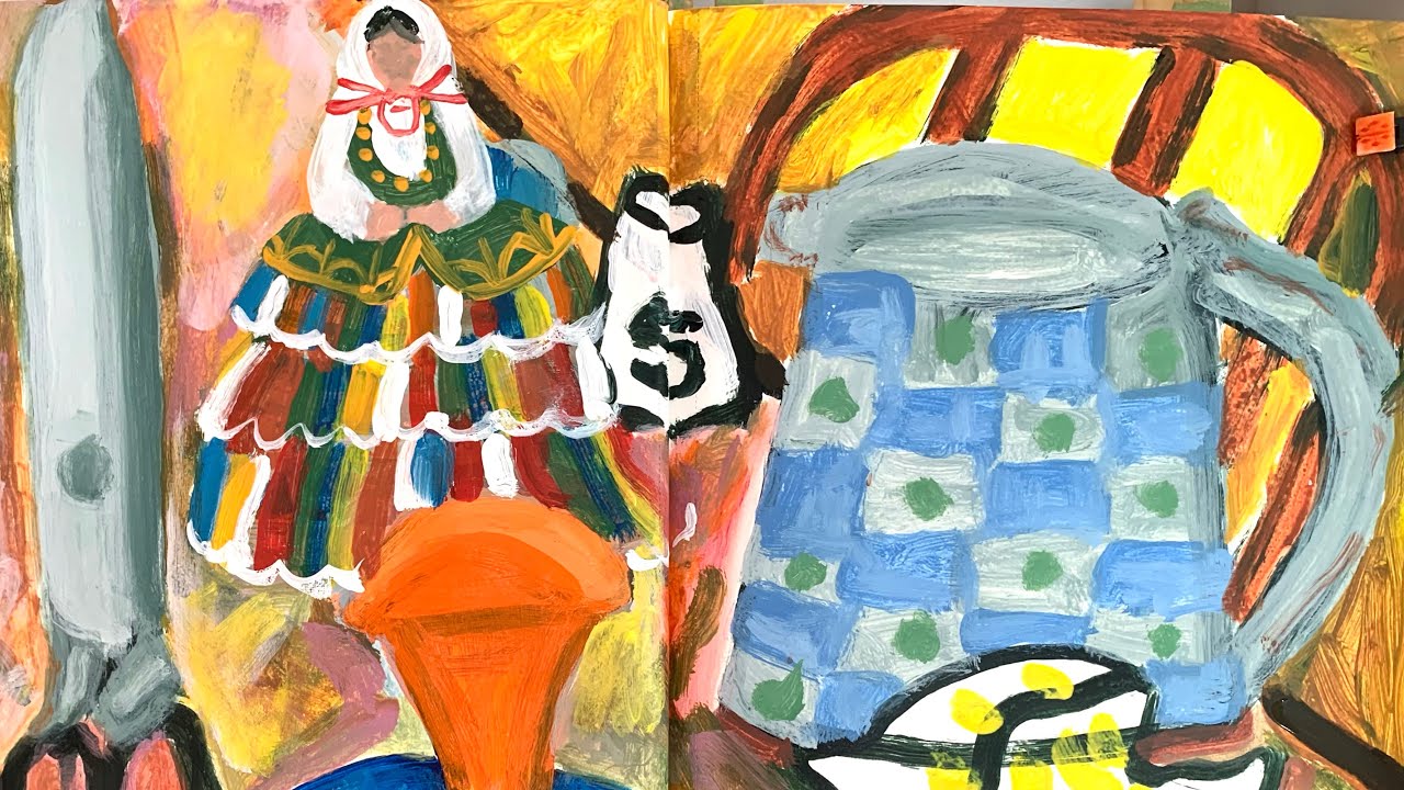Sketchbook Process Loose Still Life Painting Acrylic - YouTube
