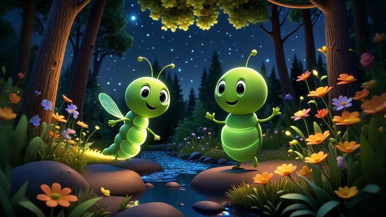 Five Glow Worms Twirl in the Dark | Nighttime & Counting Song for Kids ...