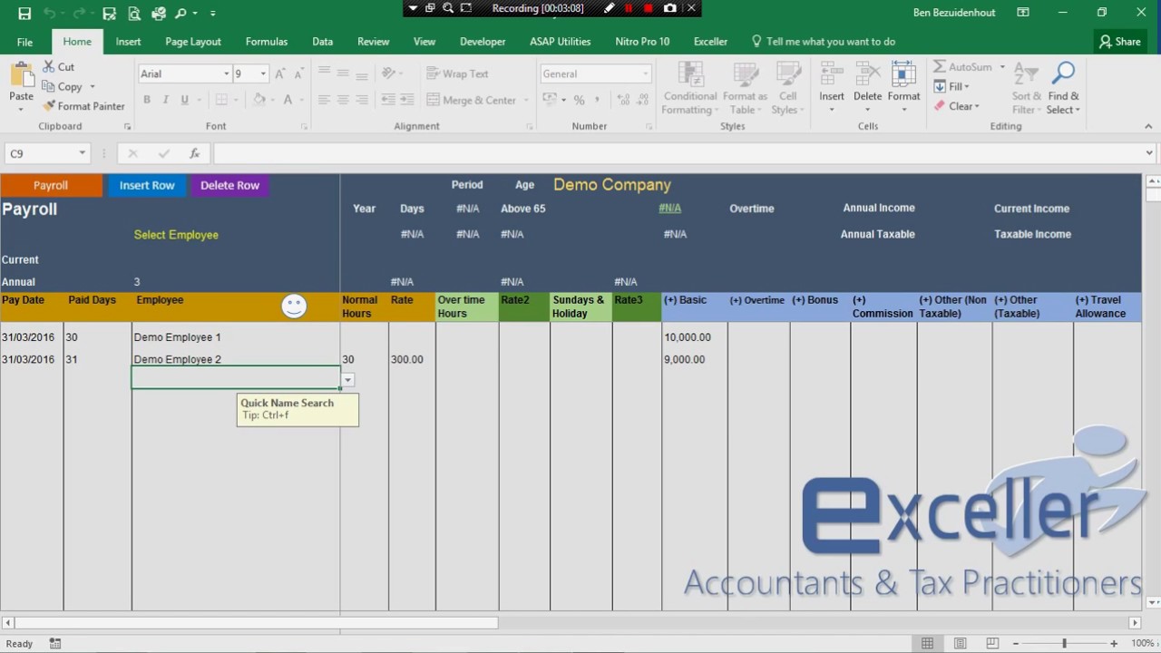 Excellary 2018 The Best Payroll on MS Excell - YouTube