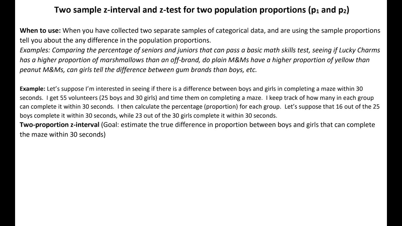 2 Sample Proportion Z-Interval Notes - YouTube