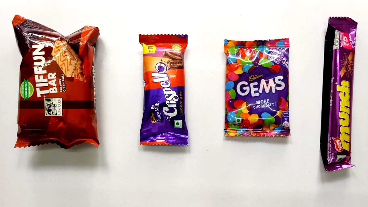 Tiffun Bar Cake Vs Crispello Vs Gems Vs Munch - YouTube