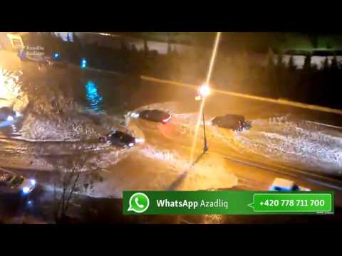 Bakıdakı yağış videolarda