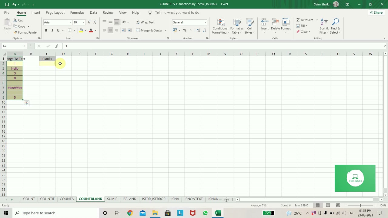 How to use COUNT,COUNTIF, COUNTA, COUNTBLANK, SUMIF formula in MS Excel ...