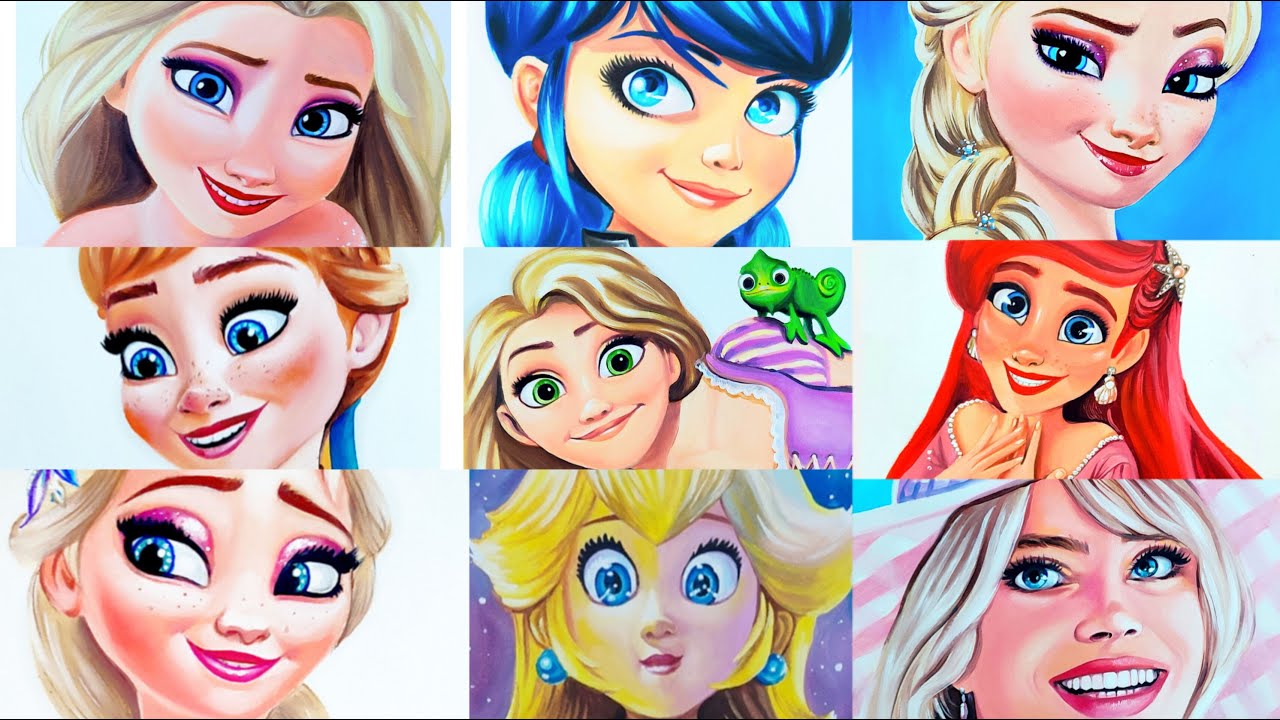 Drawing Disney Princess | Drawing Disney Princess & Cartoon Characters ...