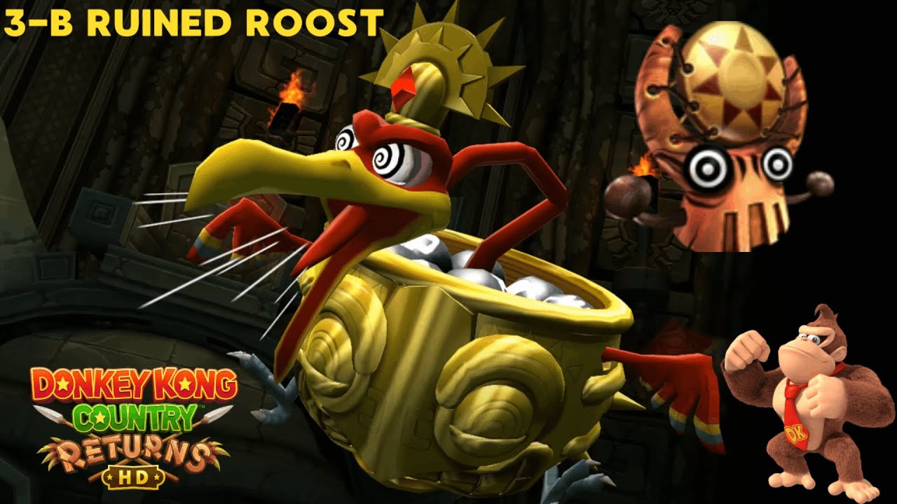 [Donkey Kong Country Returns HD] 3-B Ruined Roost All Collectables 100% ...
