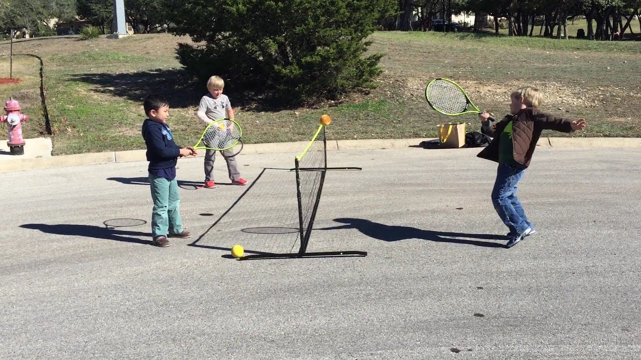 Portable Tennis Fun for Kids on the Street - YouTube