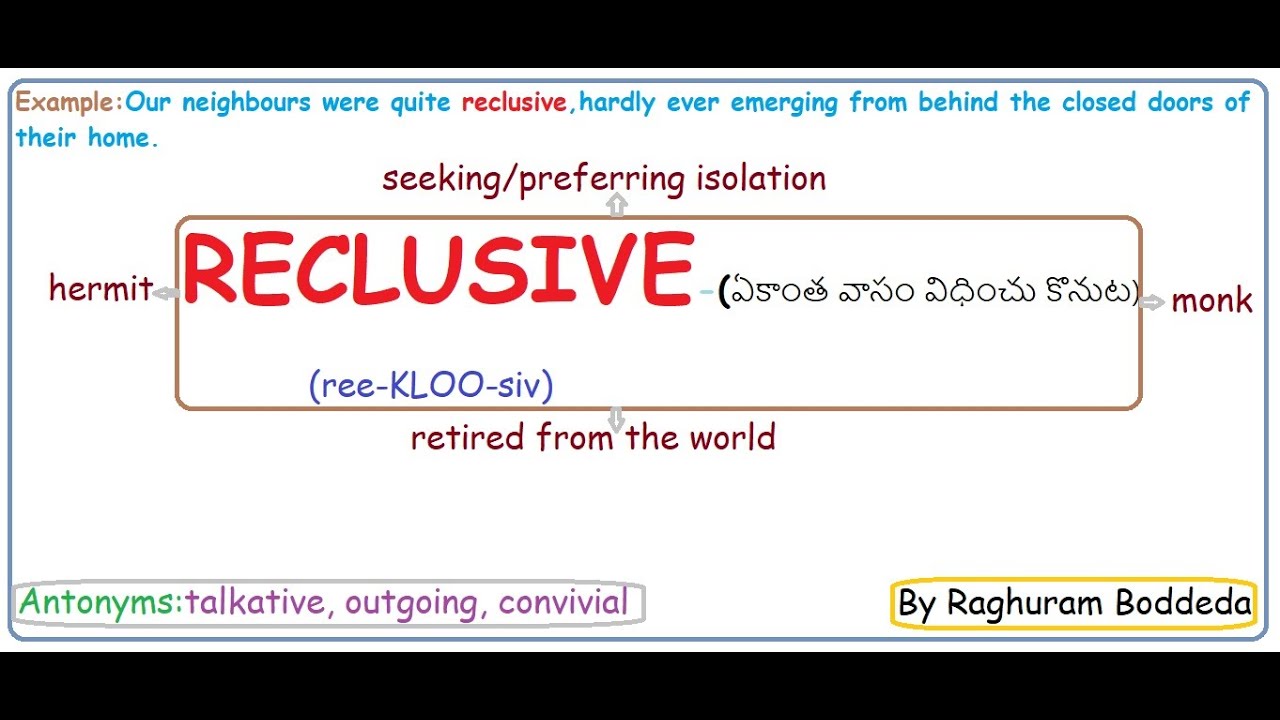 Word of the day-"Reclusive"- for SAT/IELTS/TOEFL/IB/IGCSE/A level - YouTube