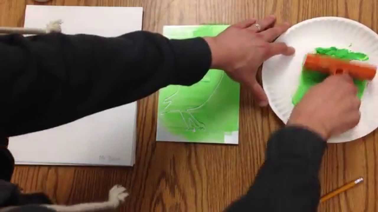 Styrofoam Reduction Print (2)- Printing the First Color - YouTube