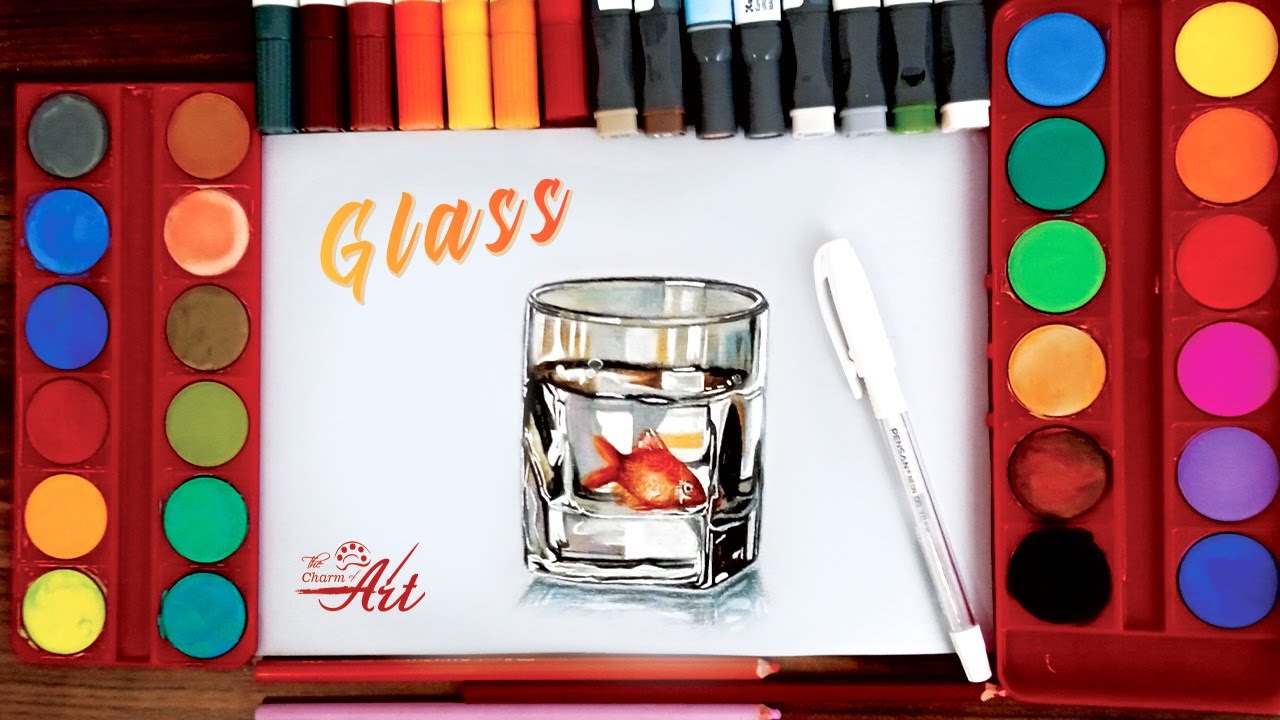 how to shade,how to render glass, m p drawing tutorial - YouTube