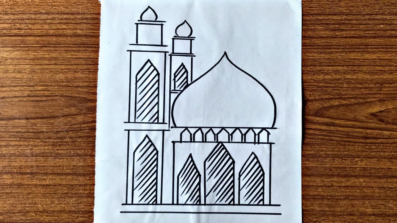 How to draw a mosque 🕌 step by step for beginners - YouTube