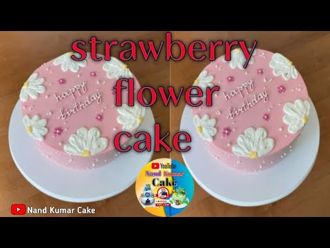 Strawberry 🍓 cake 🎂 design/how to make/strawberry/new falawar/ design ...