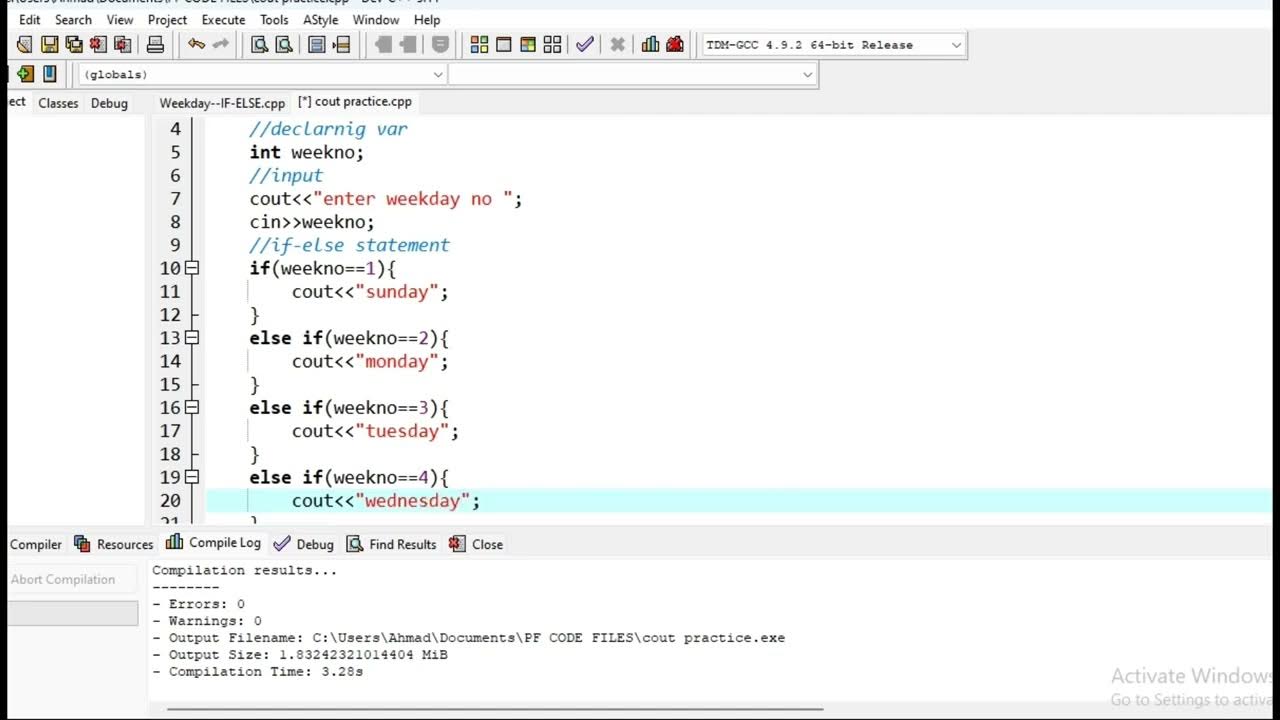 Input No And Output Weekday Using IF-ELSE Statement| Dev C++ Tutorials| Insight Ventures - YouTube