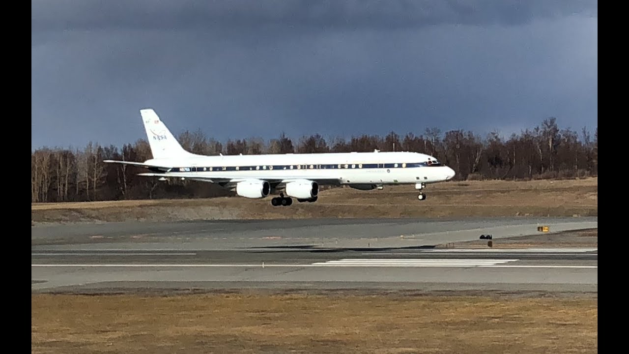 NASA DC-8 Lands in Anchorage! (With ATC) - 4/27/2018 - YouTube