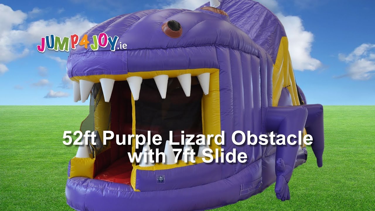 52ft Purple Lizard Inflatable Obstacle Course - YouTube