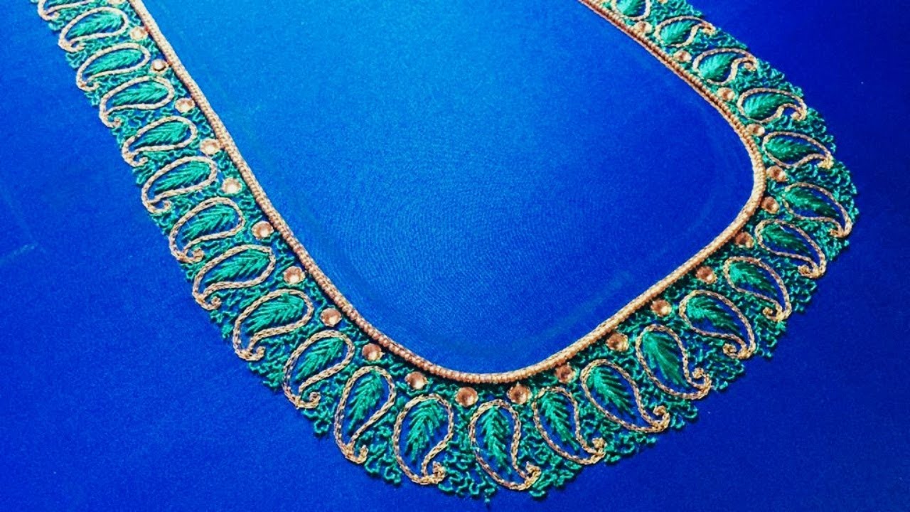 Aari Work Simple and Easy back neck design for beginners|Aari work ...