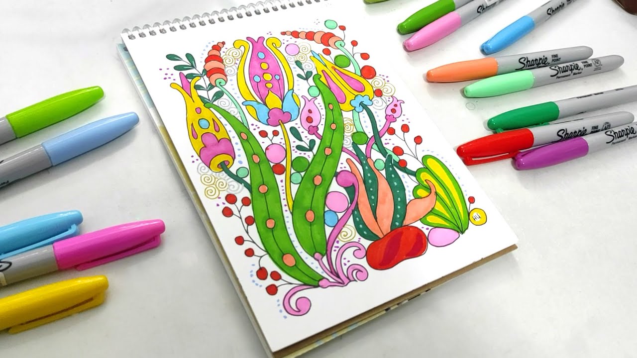 Colorful Zendoodle Art: A Colorful World of Floral Tangle and Zentangle ...