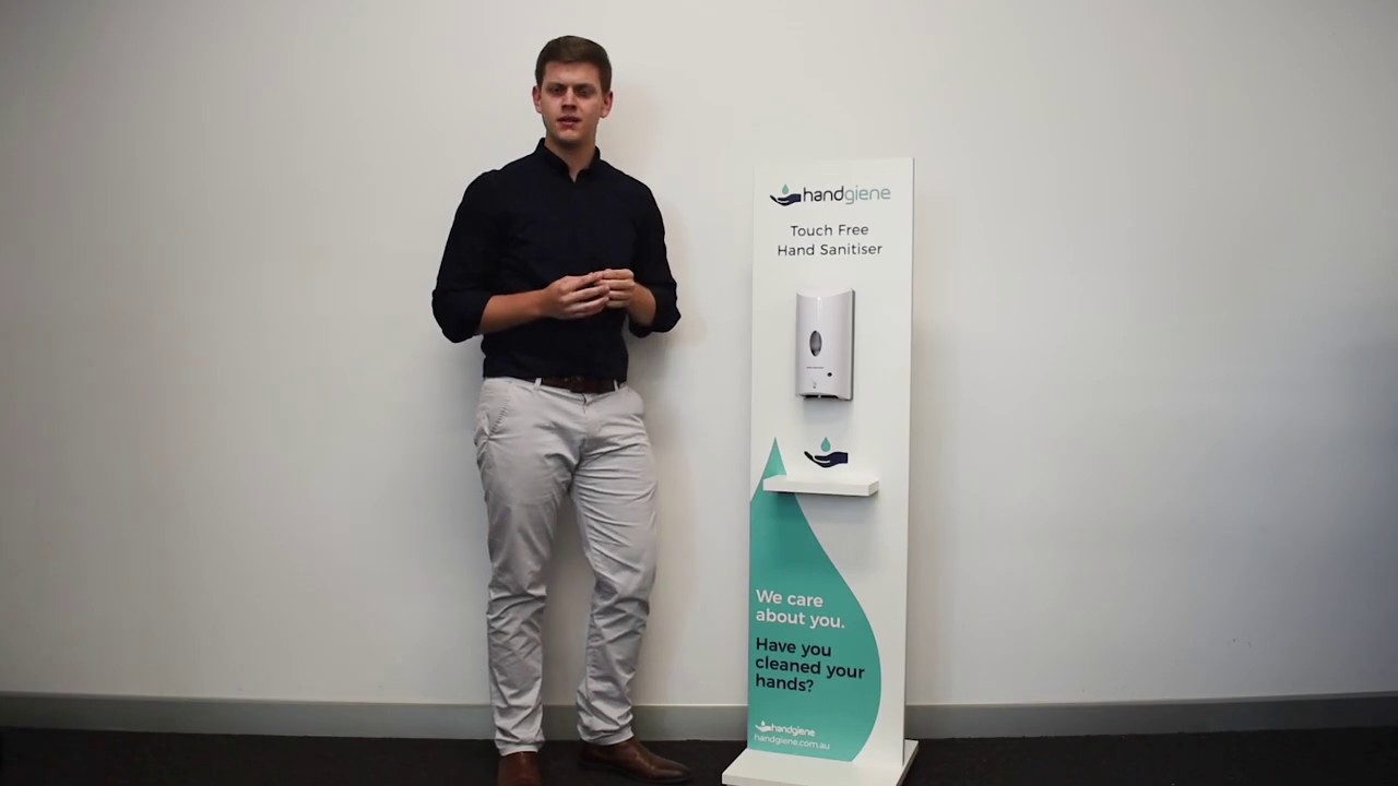 Introducing the Handgiene Touch Free Hand Sanitiser Stand - YouTube