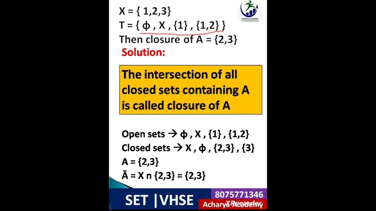 SET/VHSE MATHS || Topology || Closure of a set - YouTube