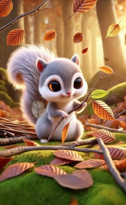 Sóc xám chăm chỉ nhặt củi khô trong rừng mùa thu | #shorts - YouTube