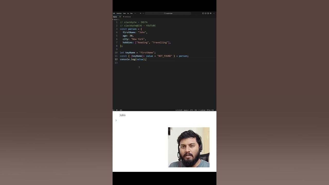 Important concepts related to object destructuring in Javascript for interview #coding # ...