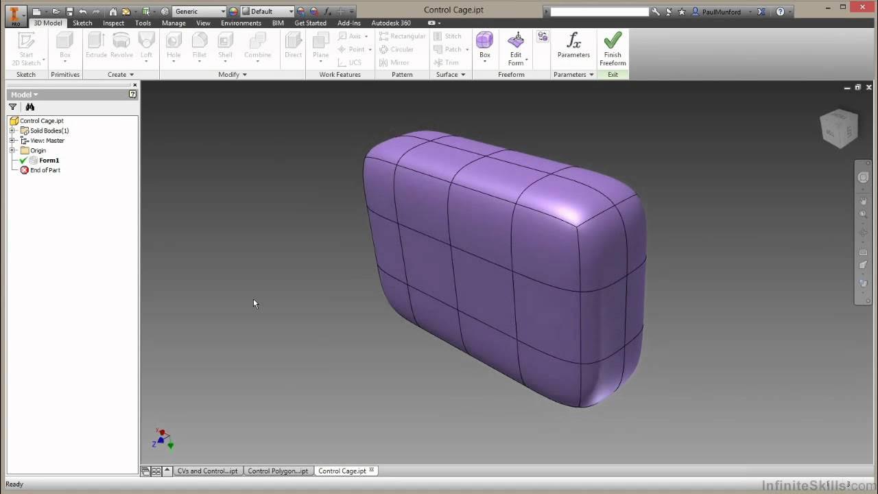 Autodesk Inventor - T-Splines Tutorial | CVs, Control Polygons, The Cage And Subdivision ...