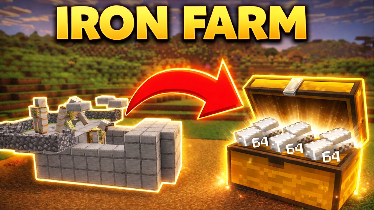 The Most Efficient Iron Farm for Minecraft Java 1.16 - 1.21! (400+/Hour ...