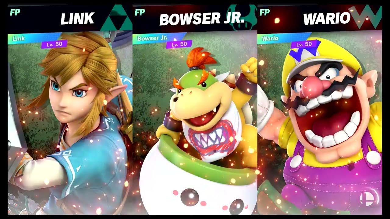 Super Smash Bros Ultimate Amiibo Fights – 11pm Finals Link vs Bowser Jr vs Wario - YouTube