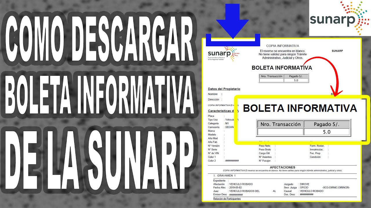 Como descargar una BOLETA INFORMATIVA 📄 de la SUNARP - YouTube