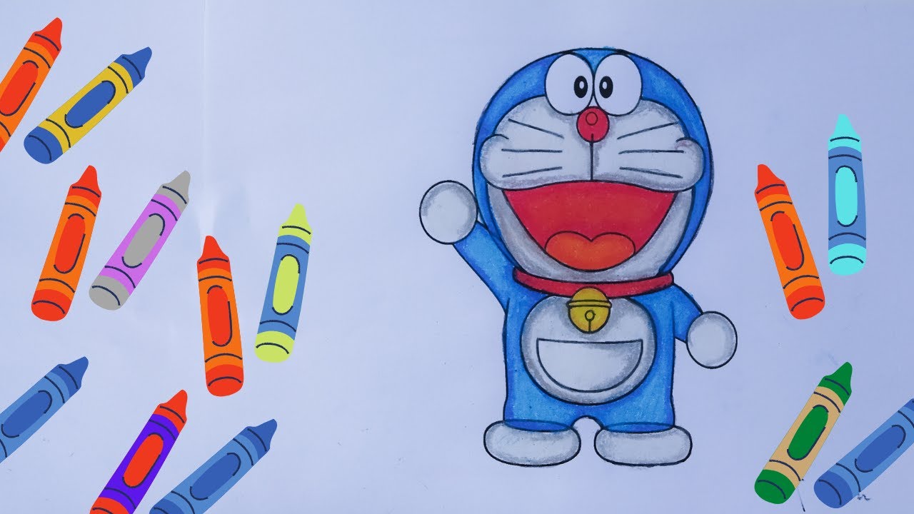 Mewarnai gambar doraemon dengan crayon | kartun | animasi | oil pastel ...