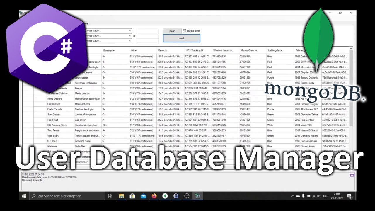 C Mongodb User Manager Youtube